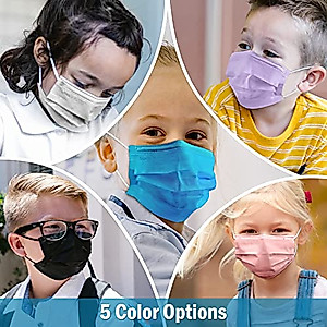 EcoGuard Kids Face Masks Disposable Made in USA, 4 Ply 5 Colored Masks Individually Wrapped Face Mask Breathable Comfortable Disposable Face Masks for Adults Small Face Men Women, 50 Pack
