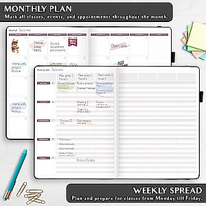 Legend Teacher Planner – Undated Lesson Plan Book for Teachers with Weekly & Monthly Calendars - Classroom Organization & School Year Planner – 8.5”x11.5” Hardcover (Black Debossed)