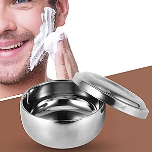 Stainless Steel Shaving Bowl, Men Wet Shaving Soap Mug Bowl Silver Metal Face Cleaning Health Care Shave Tool With Lid, Durable Shaving Soap Cream Mug Cup for Brush Men Close Shave