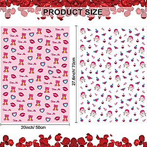 Konsait Valentine's Day Gift Wrapping Paper, 10 Sheets Folded Heart Love Rose Assorted Red Pink Blue Funny Wrap Paper for Kids Wedding Gifts Birthday Party Favors Holiday DIY Crafts Supplies 70X50cm