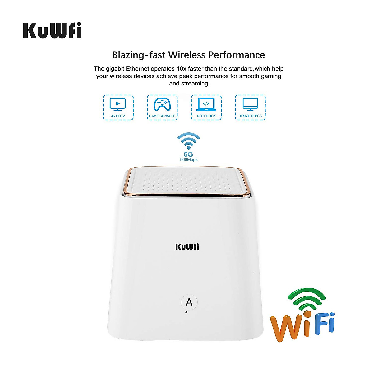 KuWFi Mesh Wi-Fi System, Gigabit WiFi Mesh Network Cover, Replaces WiFi Router and Extender, Whole-Home 6000 Sq. ft. Coverage, Seamless High-Performance Wireless WiFi Booster (3 Pack)