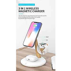 Productive Bee Tree Design Fast 3-in-1 Wireless Charging Station for iPhone 11/12/13, Pro, Pro Max, Mini, Apple Watch, AirPods2/Pro