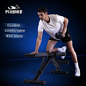 FLYBIRD Weight Bench, Adjustable Strength Training Bench for Full Body Workout with Fast Folding-New Version