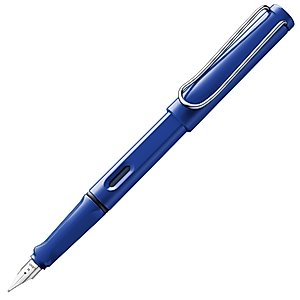 LAMY safari blue - Fountain Pen with ergonomic grip & polished steel nib in size B - ideal for any Writing & Calligraphy - including LAMY T 10 blue cartridge - Right-Handed