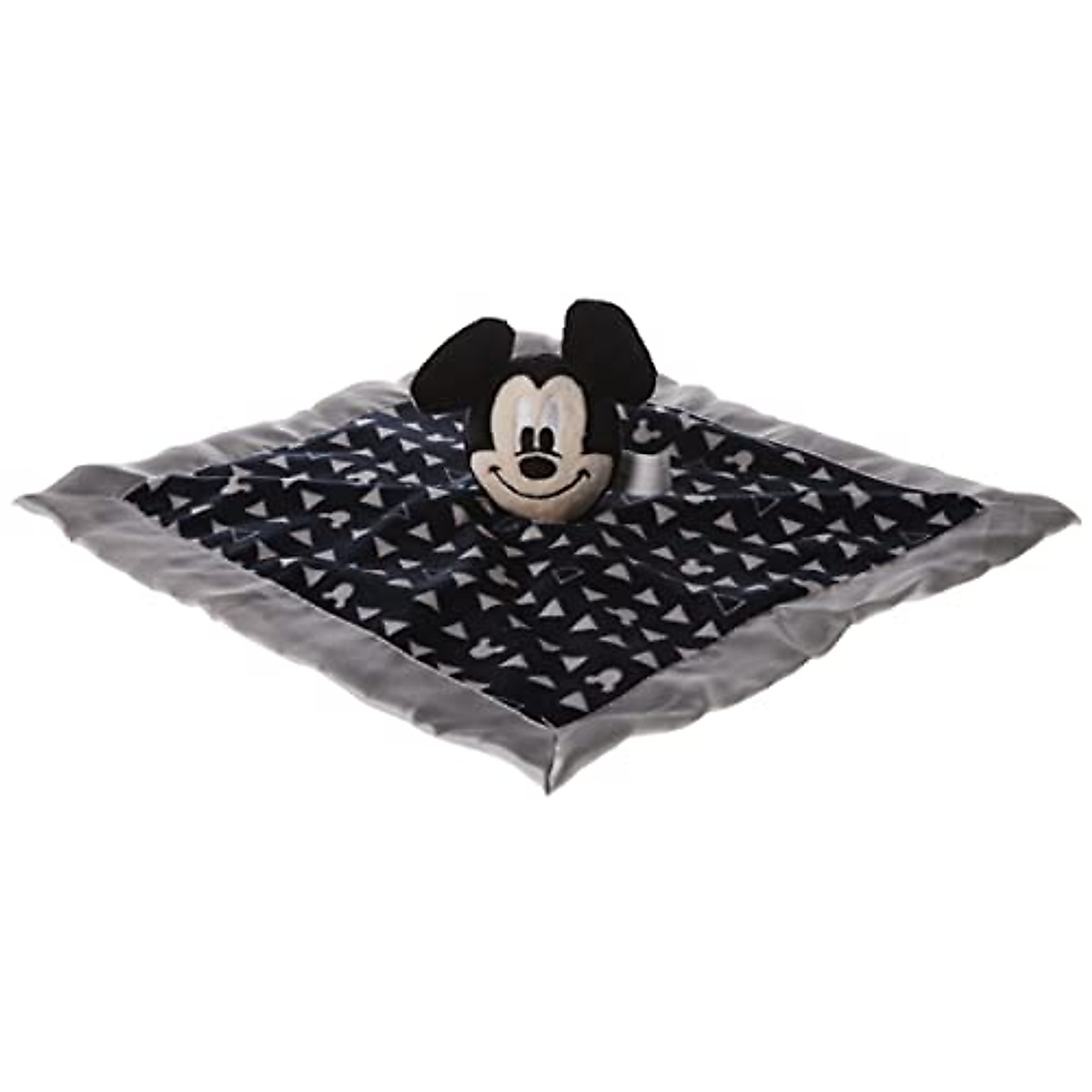 Disney Mickey Mouse Lovey Security Blanket, Navy/Grey 12x12 Inch (Pack of 1)