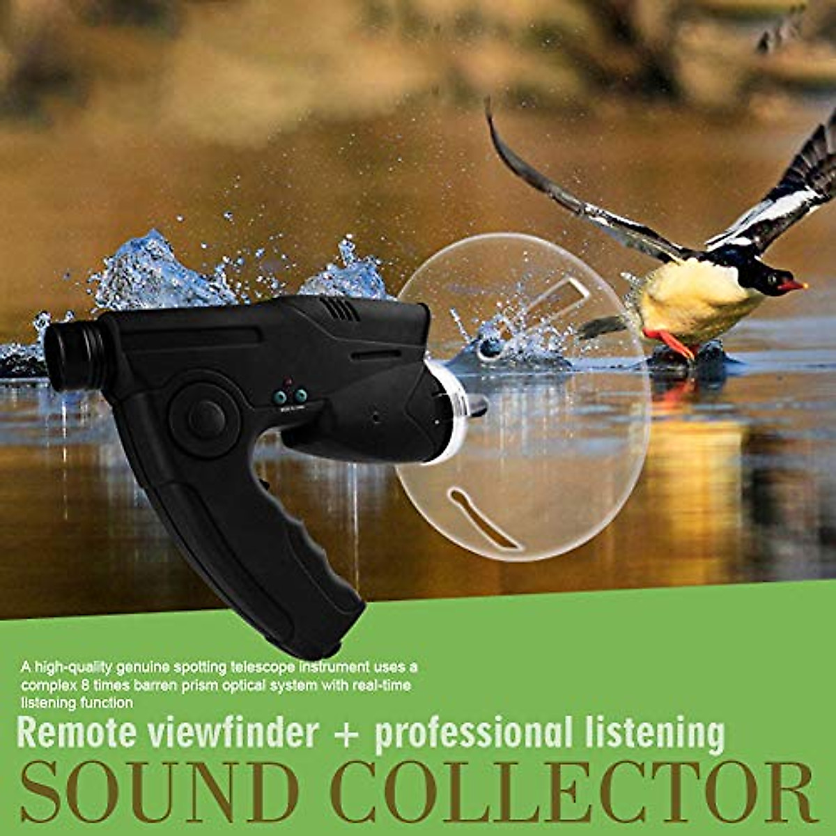 GEZICHTA Parabolic Sound Collecting Dish Bionic Ear Mobile Device, 8X Monocular Sound Amplifier for Long Distance Listening Birds and Wildlife
