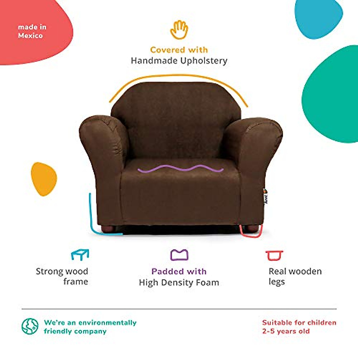 Keet Microsuede Children's Chair, Roundy, Brown