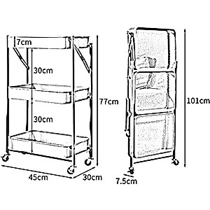 ATAAY Storage Trolley — Portable Storage Unit with Ander Wheels — Rolling Freestanding Shelves for Household/Mint Green