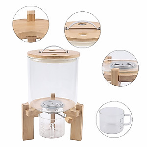 PIOJNYEN Rice Dispenser, Food Storage Containers, Glass Grain Container with Airtight Bamboo Lids & Wooden Stand, Rice Container Cereal Dispenser Bucket for Kitchen Soybean Corn (Style 11)