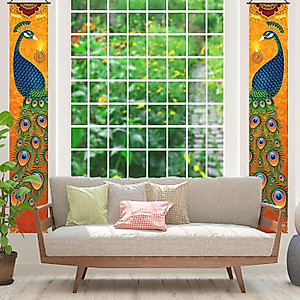 Diwali Peacock Decorations Outdoor Happy Diwali Porch Sign Banner Deepawali Indian Festival of Lights Decorations and Supplies for Home