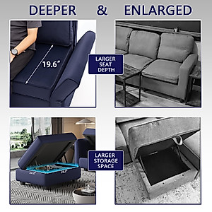 DANNRATCH Modular Sectional Sofa 7 Seat Oversized Convertible Sectional Couch with Reversible Chaise, Sleeper Velvet Modular Couch with Storage Seat for Living Room Furniture Sets Navy Blue