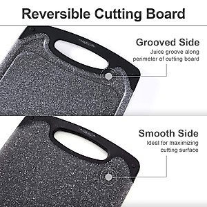 Home & Kitchen Essentials 3-Piece Cutting Board Set. Reversible, Marble Granite Gray, BPA Free, Dishwasher Safe, Easy-Grip Handle and Non-Porous with Juice Grooves