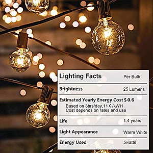 GUDDL Outdoor String Lights 75ft Patio Lights with 80 G40 Bulbs (5 Spare), Connectable Globe String Lights for Party Tents Patio Gazebo Porch Deck Bistro Backyard Balcony Pergola Decor, Black Wire…