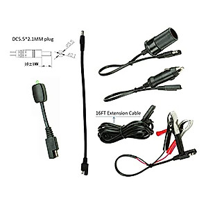 Sunway Solar 16FT Battery Charger Extension Cable Adapter SAE Connectors Quick Connect with Battery Clamps For 12V Trickle Charger And Maintainer,12Volt Solar Panel Battery Charger Power System Kit
