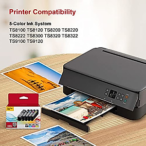 PGI-280XXL CLI-281XXL 5-Color Value Pack Compatible Ink Cartridge Replacement for Canon PGI-280 CLI-281 XXL High Yield to use with PIXMA TR7500 TR7520 TR8500 TR8520 TR8620 TS6120 TS6220 TS9120