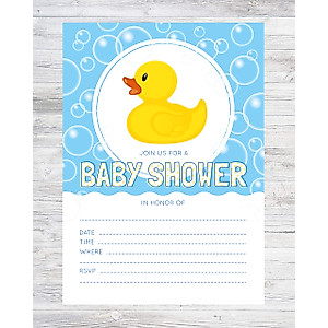24 Rubber Ducky Baby Shower Invitations 5x7 Invites with 24 White Envelopes