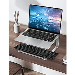 SOUNDANCE Laptop Stand for Desk, Metal Computer Riser, Heavy Stable PC Holder, Ergonomic Laptops Elevator for 12 to 17.3 Inches Notebook Computer, Silver