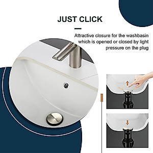 Derengge PD-4305-BN Bathroom Sink Drain with Overflow Vessel Sink Lavatory Vanity Push up Pop up Drain Stopper Brushed Nickel Finished