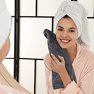 SINLAND Microfiber Hand Towel for Bathroom Super Soft Makeup Remover Cloth Washcloth for Home Spa Sports Face Cleansing Towel 16Inch x 30Inch Grey 3 Pack