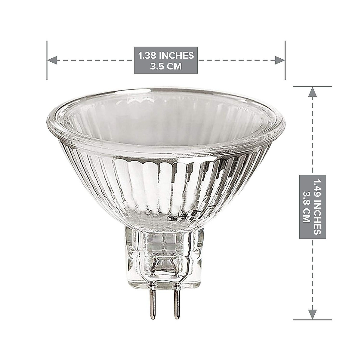 MR11 Halogen Spot Light Bulb Down Reflector Lamp 5W 12V 2 Prong Stove Hood Range Lighting High CRI Warm White 5 Watt GU4 Dimmable Replacement Fiber Optic BAB C Bright Kitchen 45° Beam I 11⁄8 inches