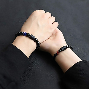 Jade cabbage Couple Bracelet for Men Women 12 Constellation 8mm 10mm Natural Black Onyx Bead Bracelet Distance Friendship Prayer Blessing Bracelet Gifts 6.5"