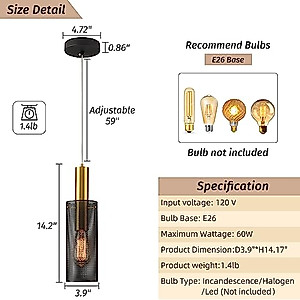 Galental Modern Pendant Light Fixtures, Black Mental Iron Mesh Pendant Lighting, Adjustable Farmhouse Hanging Light, Industrial Light Fixtures for Kitchen Island,Dinning Room,Bedroom,Hallway,1 Pack