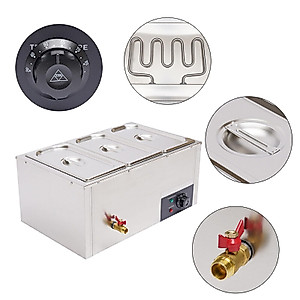 LIYUANJUN 3-Pan Commercial Food Warmer, 3 * 7.4QT Electric Steamer with 3 Lids, Buffet Countertop Food Warmer Table Steam Machine Stainless Steel Steamer for Restaurant Home Kitchen 850W 110V