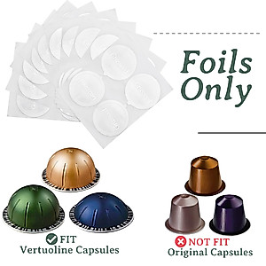 Grasseed Aluminum Foils Lids to Reuse Coffee Pods Compatible with Nespresso VertuoLine Capsules-100 Pcs