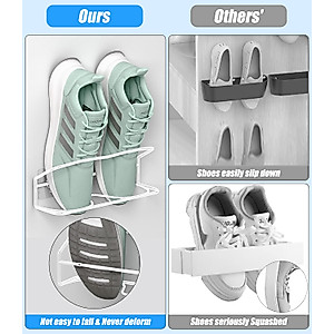 PrimZooty Wall Mounted Shoe Rack 6 Pack, with Sticky Hanging Strips, Metal Wall Shoe Storage, Hanging Shoe Organizer for Wall/RV/Door