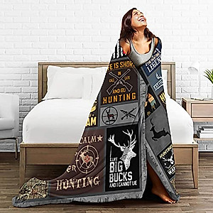 Deer Hunting Camo American Flag Blanket Hunter Gifts for Men Women Funny Hunting Blanket for Men Super Soft Bedding Fuzzy Throw Blanket