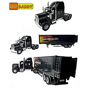 Big-Daddy Heavy Duty Tractor Trailer Cargo Transporter with Remote-Controlled Cargo Hold