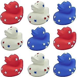 4E's Novelty Patriotic Rubber Ducks (24 Pack) Bulk 2" - 4th of July Party Favors, Patriotic Party Supplies Gifts toys for Kids Adults Fourth of July, Jeep Ducking