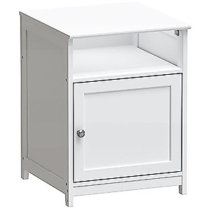 SHW End Table with Shelf and Storage, White
