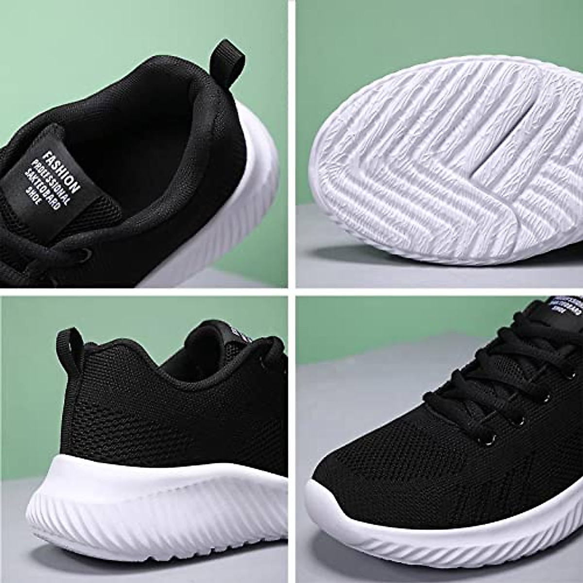Women's Breathable Sneakers Fashion Solid Color Lace-up Steel Toe Running Shoes Lightweight Soft Sole Athletic Tennis Shoes Pink