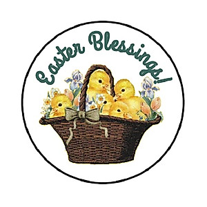 48 pcs Easter Blessings Baby Chicks​​ Stickers Envelope Seals Labels Round Tags, Stamps Sticker for Gift Cards, Envelopes, Boxes for Holiday, Birthday, Christmas