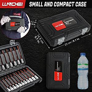 LLNDEI 3/8-Inch Drive Extra Long Allen Hex Bit Socket Set 19PCS- Standard SAE & Metric (1/8"-3/8", 3-12mm), CR-V&S2 Alloy Steel, Durable Tool Accessories Kit for Mechanics