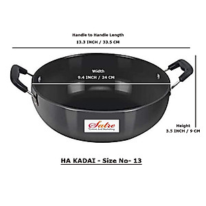 Satre Online and Marketing Hindalco Aluminium Cookware Pan Size No-13,Aluminium Kadai, 3 mm,Aluminium Kadai,Kadhai Pan,Frying Pan,kadai indian for frying