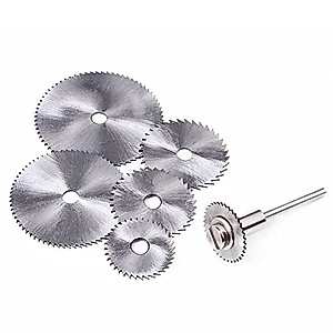 6pc HSS Saw Blades with 1pc 1/8" Shank Extension Rod, Cutting Wheel Set for Rotary Tools
