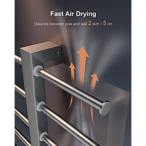 5-Tier Bridge Sliding Bathroom Towel Bar 16 Inch, ZUEXT Brushed Nickel Finished Stainless Steel Towel Holder Hanger, Wall Mounted Adjustable Hand Towel Rod for Washroom Kitchen, 1.5" Tube Towel Racks