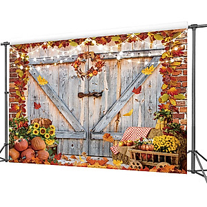 CYLYH 7x5FT Thanksgiving Backdrop Fall Thanksgiving Photography Backdrop Autumn Pumpkin Harvest Barn Background Maple Baby Shower Banner Decoration Birthday Party Backdrop
