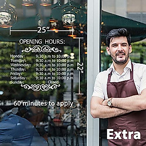 LOKAUS Professional Business Hours Sign Sticker Kit, Large Size Do It Yourself Hours Sign for Business, No Background Hour Customisable White Glass Window Sticker for Operation Sign, Outside Store Hours Vinyl Window Stickers.