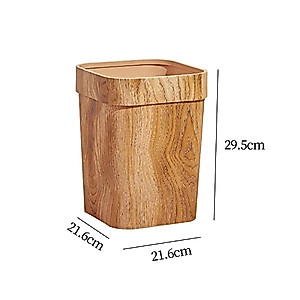 MagiDeal Vintage Wood Grain Trash Can Waste Paper Basket Large Rubbish Bin Wastebasket Garbage Basket for Living Room Indoor Farmhouse Kitchen, A