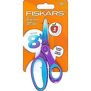 Fiskars Softgrip 6" Big Kids Scissors for Ages 8-11, Scissors for School or Crafting, Turquoise-Purple Ombre