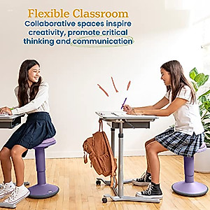 ECR4Kids Sitwell Wobble Stool with Cushion, Adjustable Height, Active Seating, Eggplant