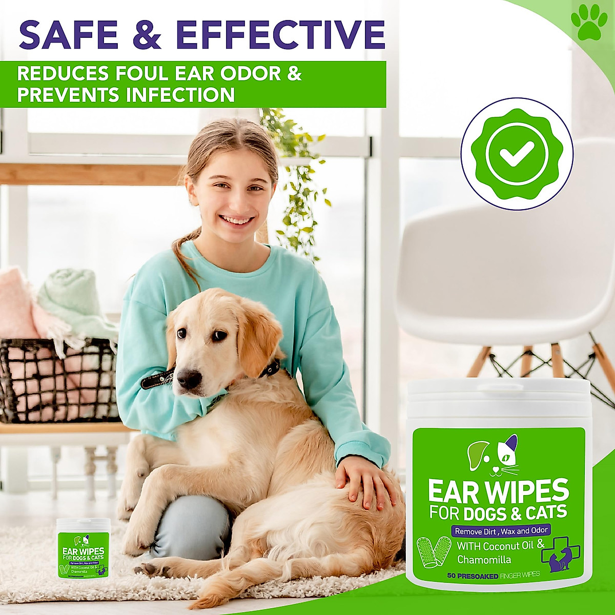 Dog Eye Wipes for Discharges and Dog Ear Finger Wipes