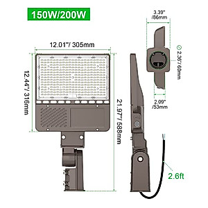 LED Parking Lot Light 150W Adjustable w/ Photocell Slip Fitter 21000lm 5000K Commercial Shoebox Pole Lighting Dusk to Dawn Light Outdoor Flood Security Lamp for Street Area Stadium Roadway, DLC Listed