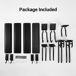 QualStorage Tool Storage Rack 15 PCS Adjustable Heavy Duty Garden Organizer Wall Mount Garage Hanger(11 Hooks, 4 Rails)