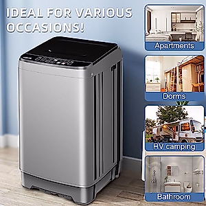 Kazigak Portable Washing Machine, 13.3lbs Automatic Laundry Machine with 10 Programs, LED Display, High-efficiency Compact Washer for Apartment, Home, Dorms, Rv, Grey