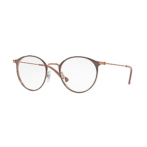 Ray-Ban Rx6378 Round Prescription Eyeglass Frames, Brown on Arista/Demo Lens, 49 mm