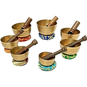 Chakra Healing Tibetan Bronze Singing Bowl 7 Sets of Meditation Bowls From Nepal